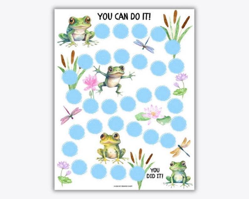 Printable Frog-themed Reward Chart for Kids: Behavior, Chores, Potty ...