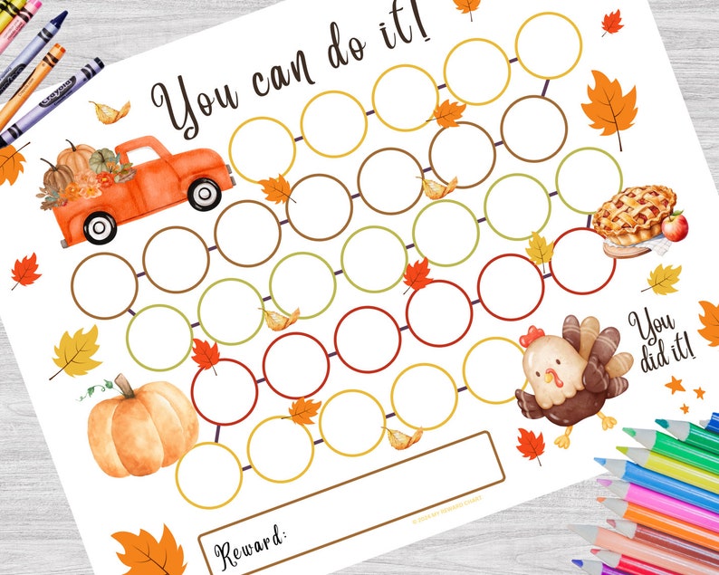 Autumn Pumpkin Reward Chart: Printable Sticker Chart (PDF) - Etsy