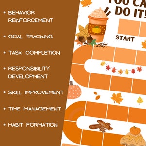 Fall Pumpkin Latte Reward Chart Printable for Kids, Autumn Sticker ...