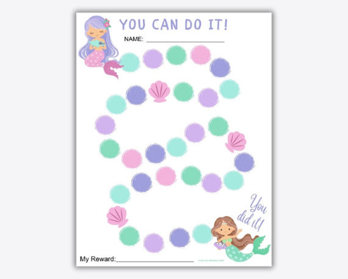 Mermaid Reward Chart, Potty Training Chart, Girls Reward Chart, Girls ...