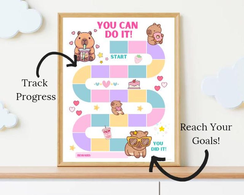 Kawaii Capybara Reward Chart Printable, Toddler Sticker Chart, Kids ...