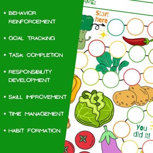 Printable Reward Chart, Veggie Reward Chart, Reward Chart Kids ...