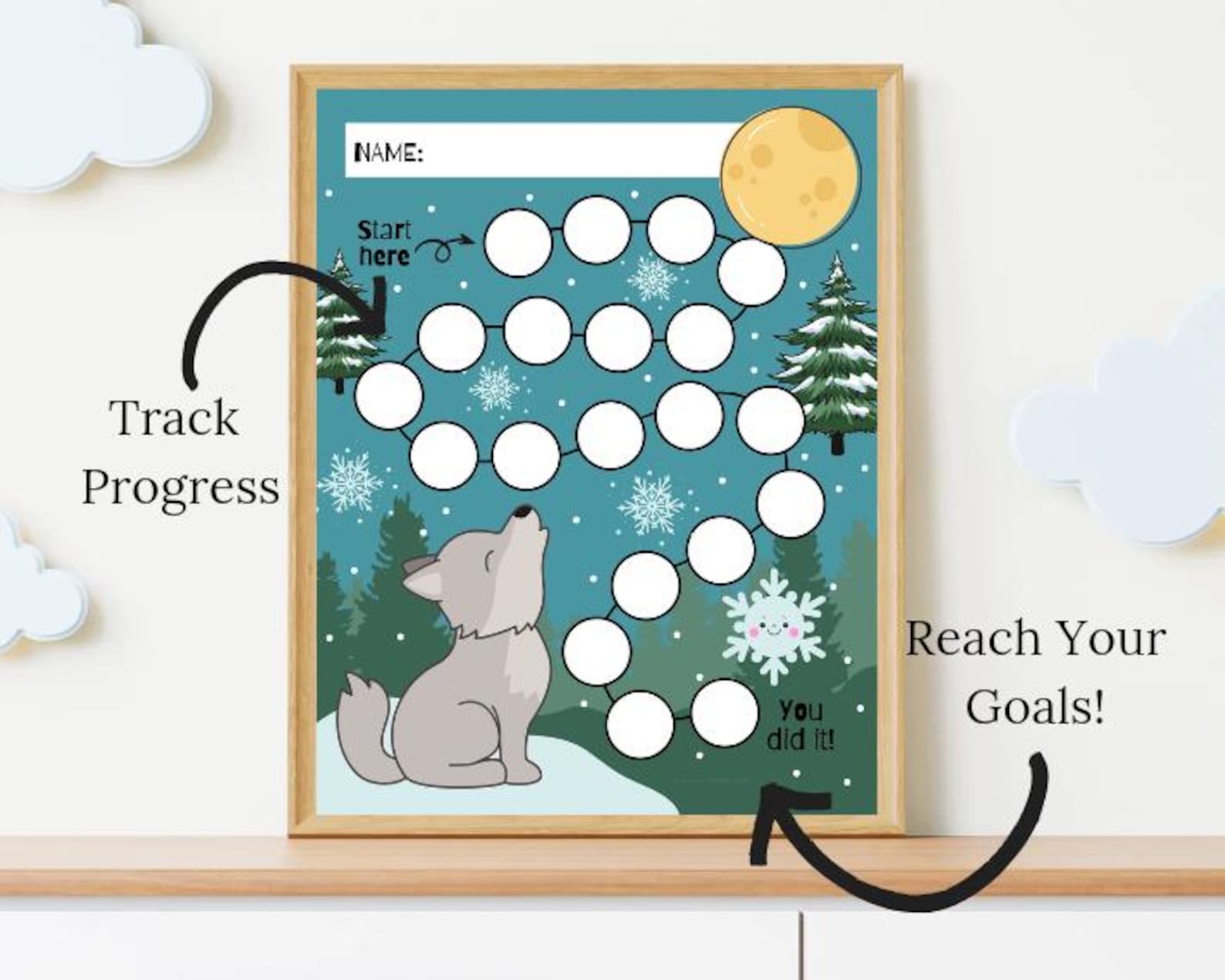 Wolf Reward Chart, Sticker Chart, Printable Reward Chart for Kids ...