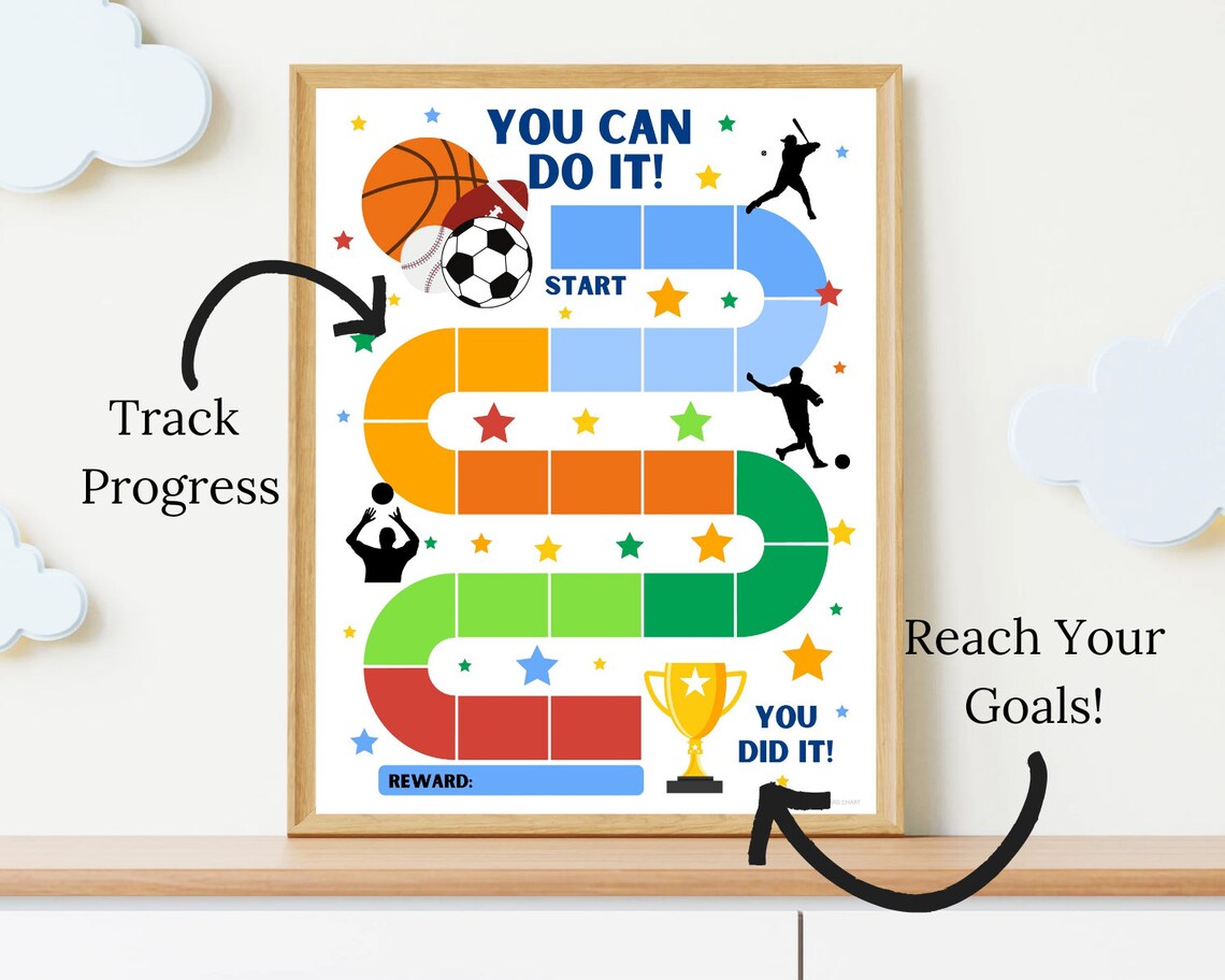 Sports Reward Chart Printable Kids Reward Chart, Boys Behavior Chart ...