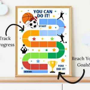 Sports Reward Chart Printable Kids Reward Chart, Boys Behavior Chart ...