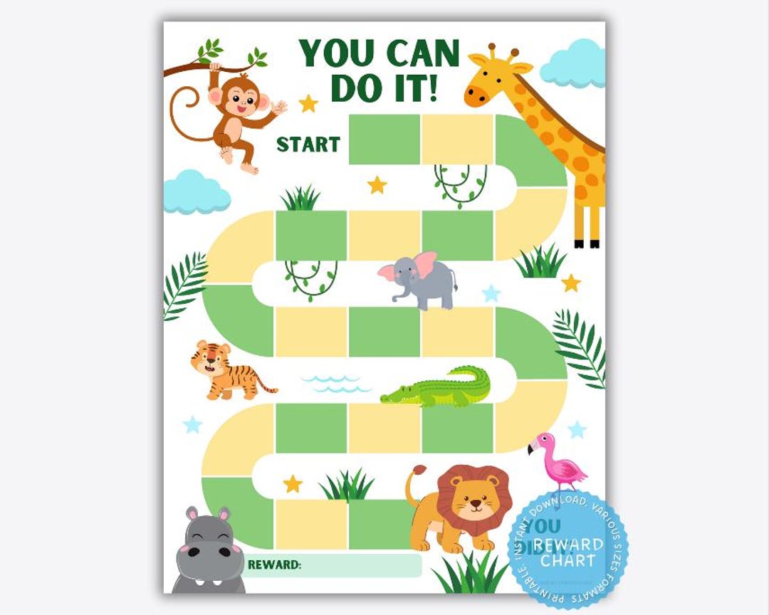 Printable Reward Chart, Zoo Reward Chart, Toddler Sticker Chart, Jungle ...