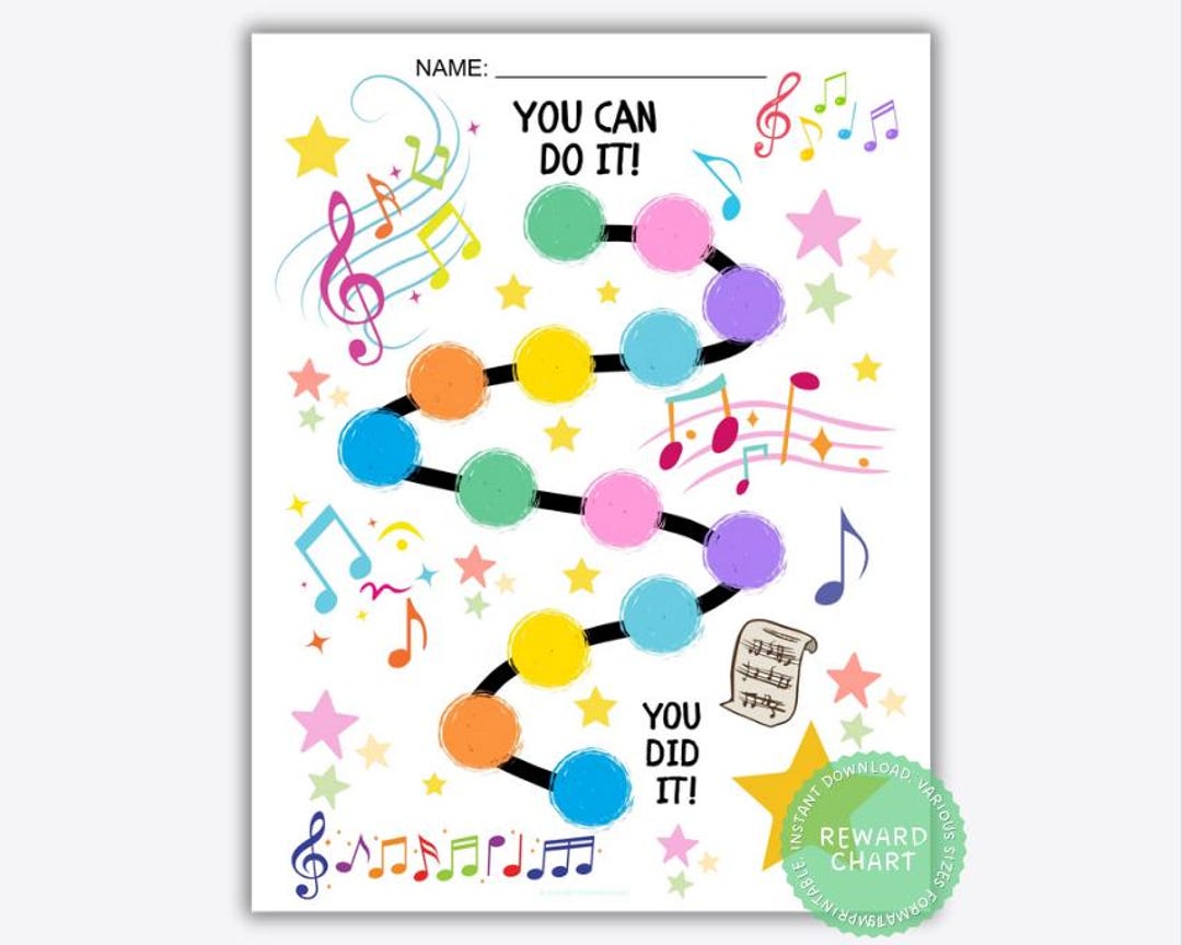 Printable Music Reward Chart, Music Practice, Violin Practice Chart ...