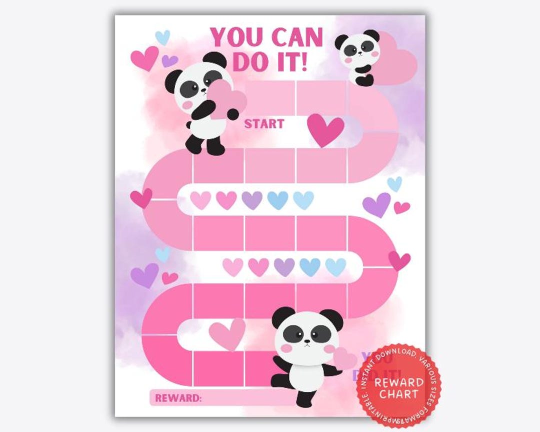 Valentine Panda Reward Chart: Kids' Good Behavior Tracker (digital ...