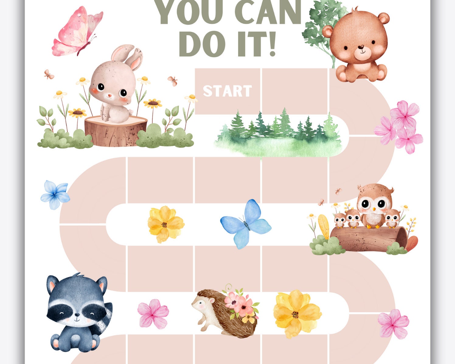 Spring Reward Chart, Kids Reward Chart Printable, Woodland Theme, Potty ...