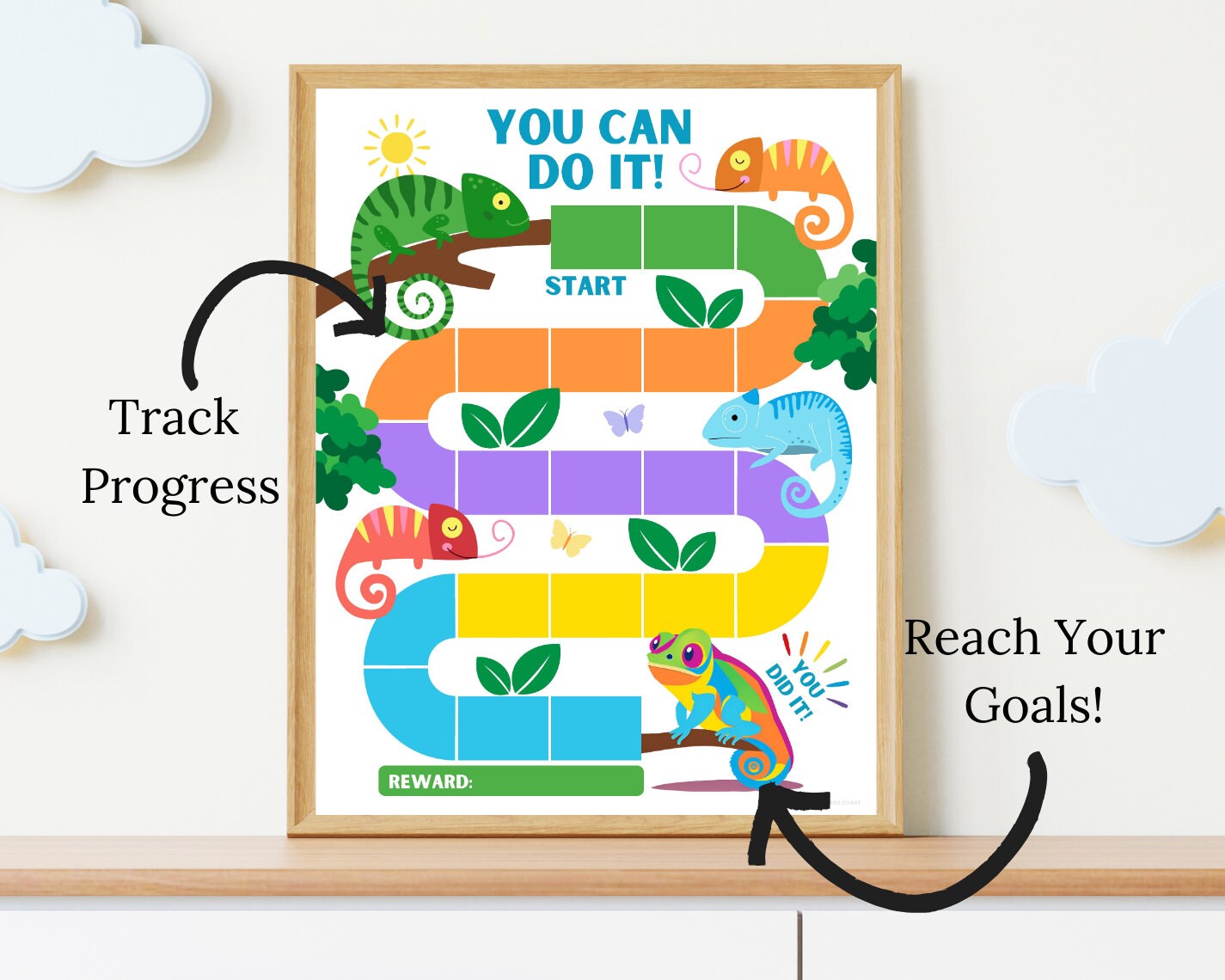 Chameleon Reward Chart Printable: Kids Behavior, Potty Training (PDF ...