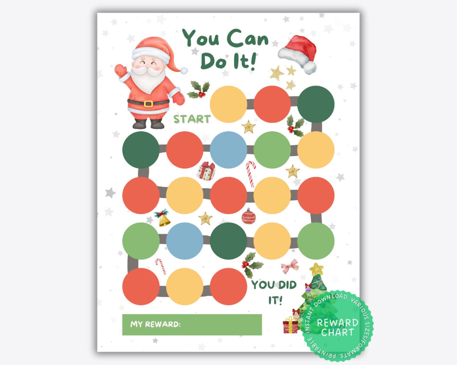 Printable Santa Reward Chart, Reward Chart for Christmas, Holiday ...
