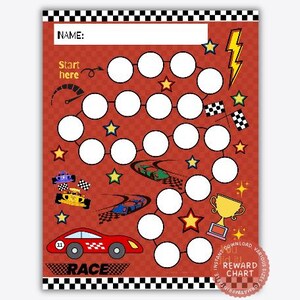 Racecar Reward Chart: Printable, Sticker Chart, Potty Training ...