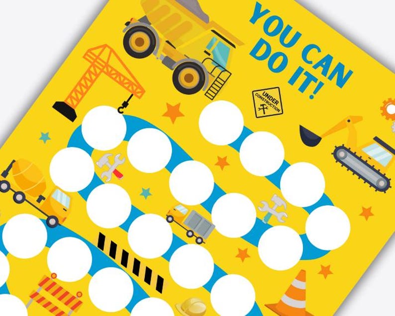 Printable Construction Truck Reward Chart, Truck Reward Chart, Potty ...