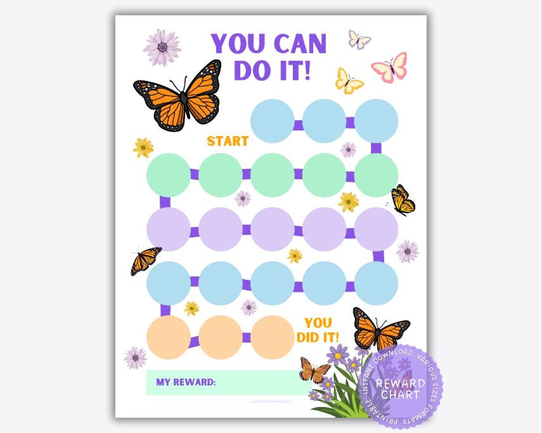 Butterfly Reward Chart, Sticker Chart, Potty Training Chart, Toddler ...