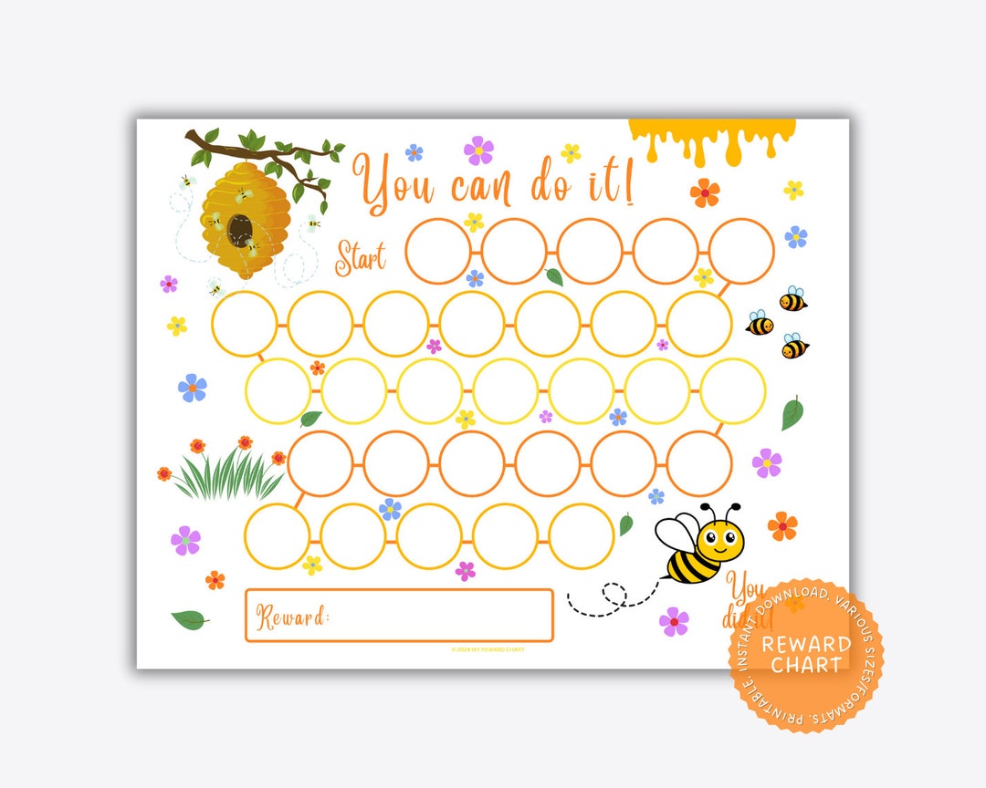 Printable Bee Reward Chart, Honey Bee Behavior Chart, Reward Chart Kids ...