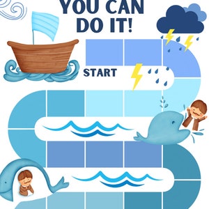 Jonah and the Whale Reward Chart, Church School Sticker Chart for Kids ...