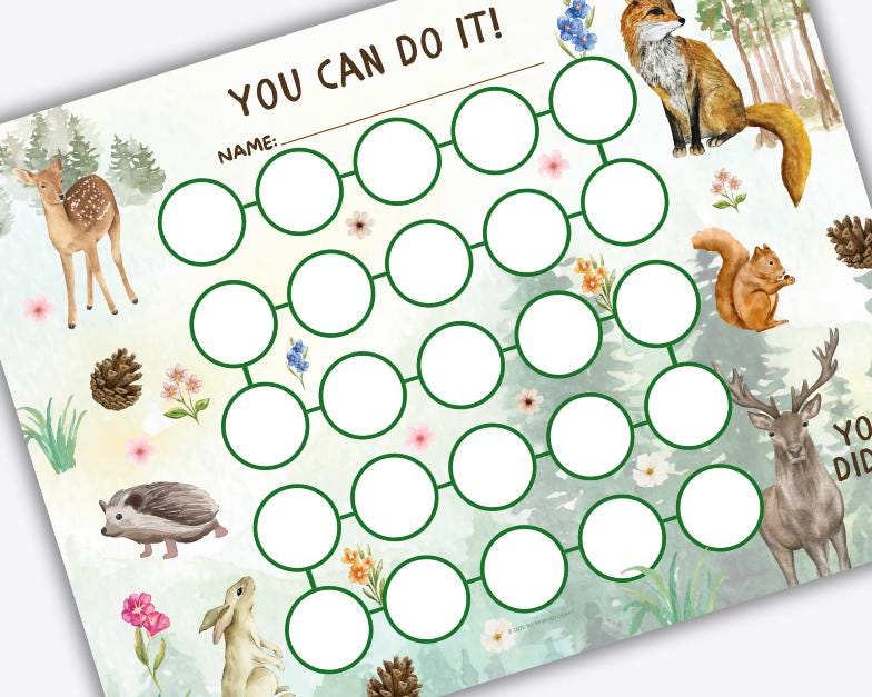 Woodland Animal Reward Chart: Forest Theme Behavior Tracker (printable ...