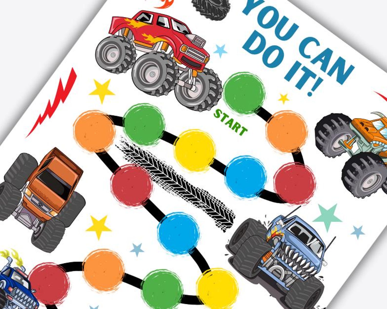 Monster Truck Reward Chart: Kids Behavior, Chore Chart (printable PDF ...