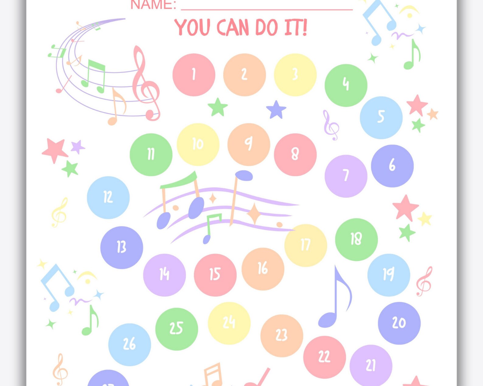 Printable Rainbow Music Practice Reward Chart (PDF, PNG, JPG) - Etsy