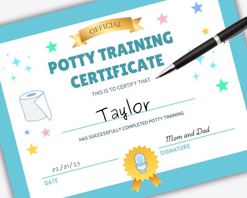 Potty Training Certificate, Toddler Completion Award, Printable ...