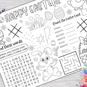 Easter Activity Placemat: Spring Coloring Page for Kids (PDF) - Etsy