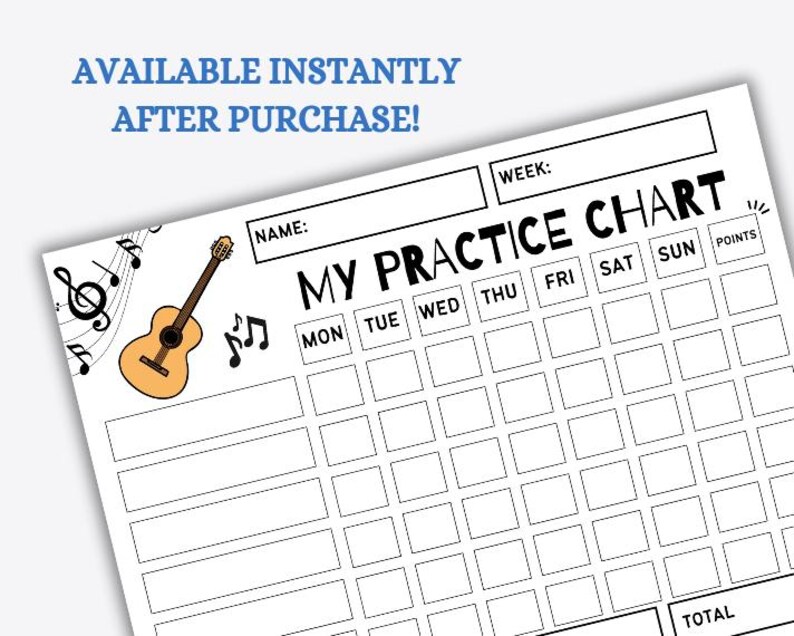 Printable Guitar Practice Reward Chart: Music Progress Tracker (PDF) - Etsy