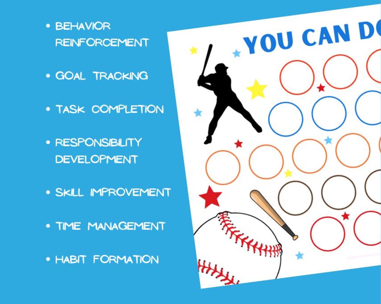 Baseball Reward Chart for Kids: Behavior & Potty Training (PDF, JPG ...