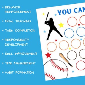 Baseball Reward Chart for Kids: Behavior & Potty Training (PDF, JPG ...