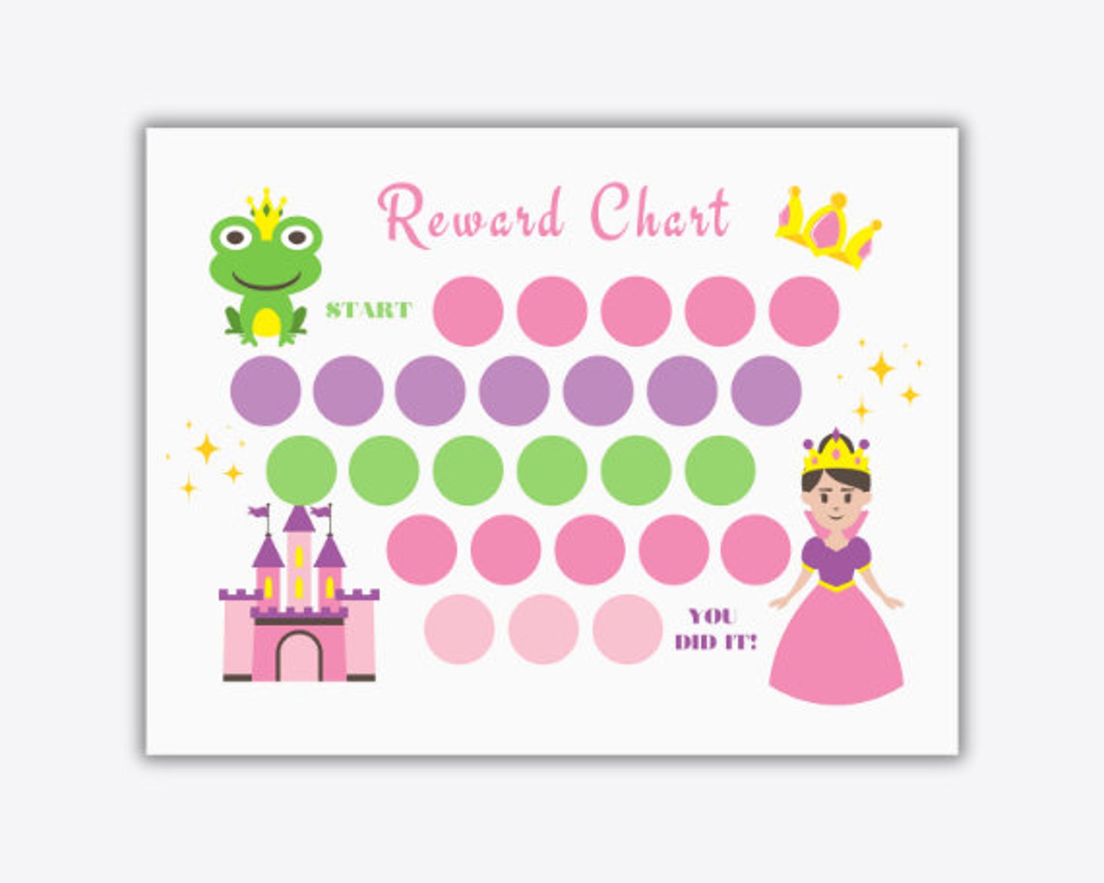 Printable Princess Reward Chart Girls Potty Training Sticker - Etsy