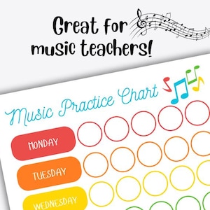Printable Music Practice Reward Chart, Sticker Chart for Kids, Piano ...