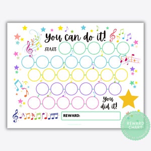 Music Sticker Chart, Music Reward Chart, Practice Log, Kids Reward ...