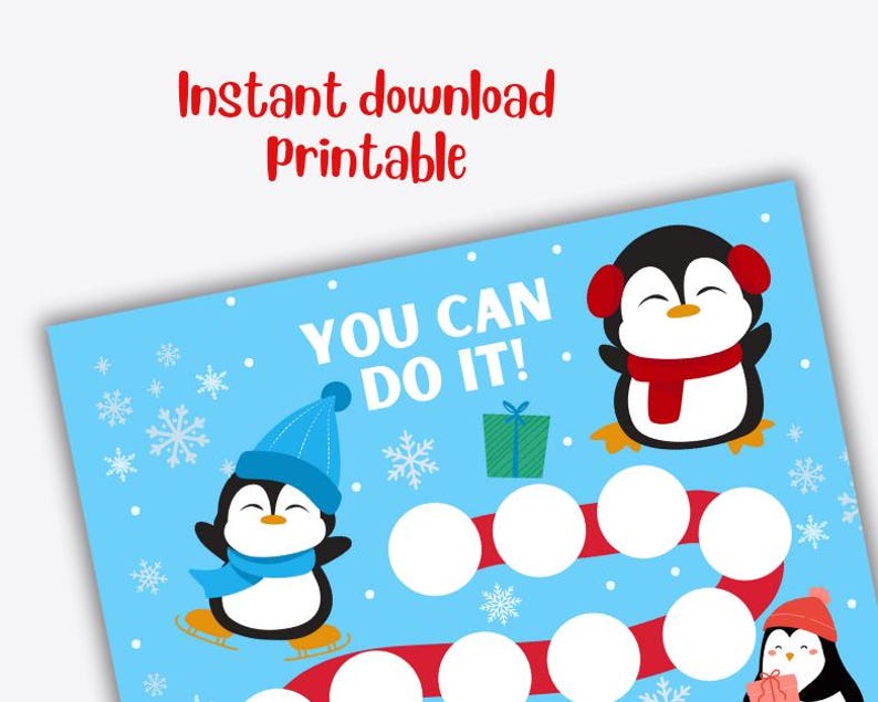 Christmas Penguin Reward Chart: Toddler Potty Training, School ...
