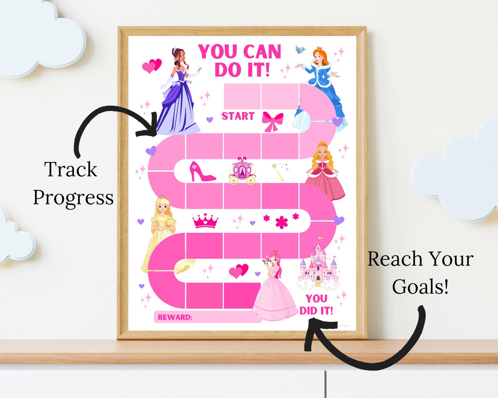 Girls Princess Reward Chart Printable, Kids Reward Chart, Behaviour ...