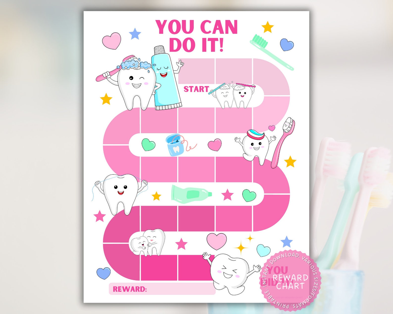 Tooth Brushing Reward Chart for Kids - Etsy