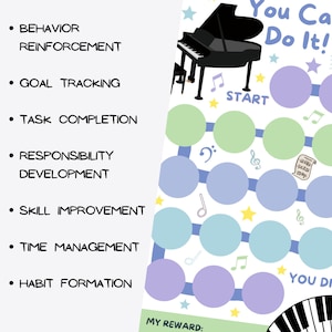 Printable Piano Practice Reward Chart: Kids Music Sticker Chart (PDF ...