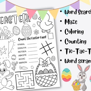 Easter Activity Placemat: Spring Coloring Page for Kids (PDF) - Etsy