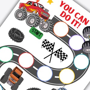 Printable Monster Truck Reward Chart, Behavior Chart Boy, Potty ...