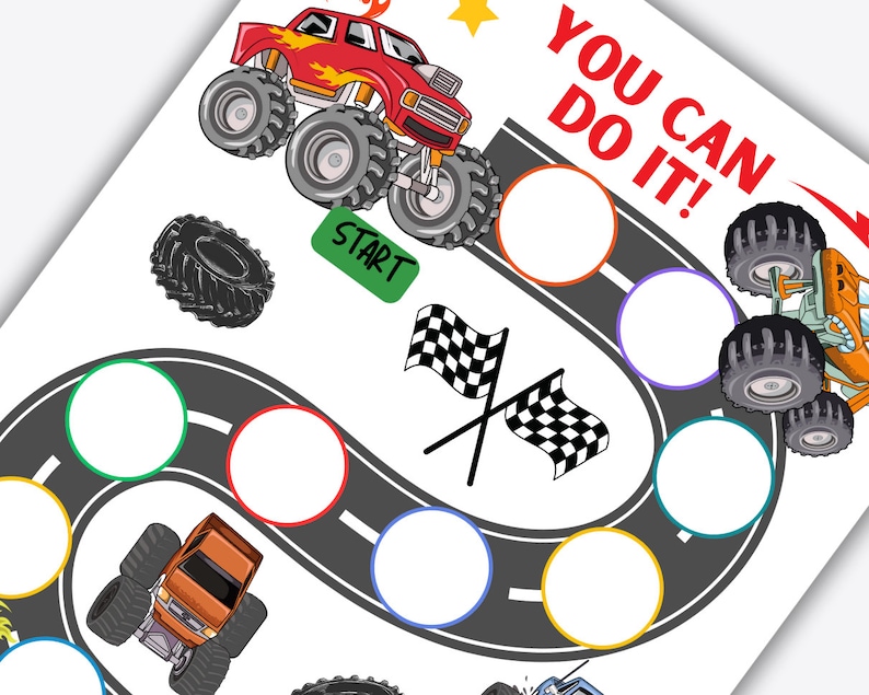 Printable Monster Truck Reward Chart, Behavior Chart Boy, Potty ...