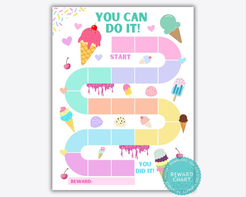 Ice Cream Reward Chart, Behavior Chart, Sticker Chart, Potty Training ...