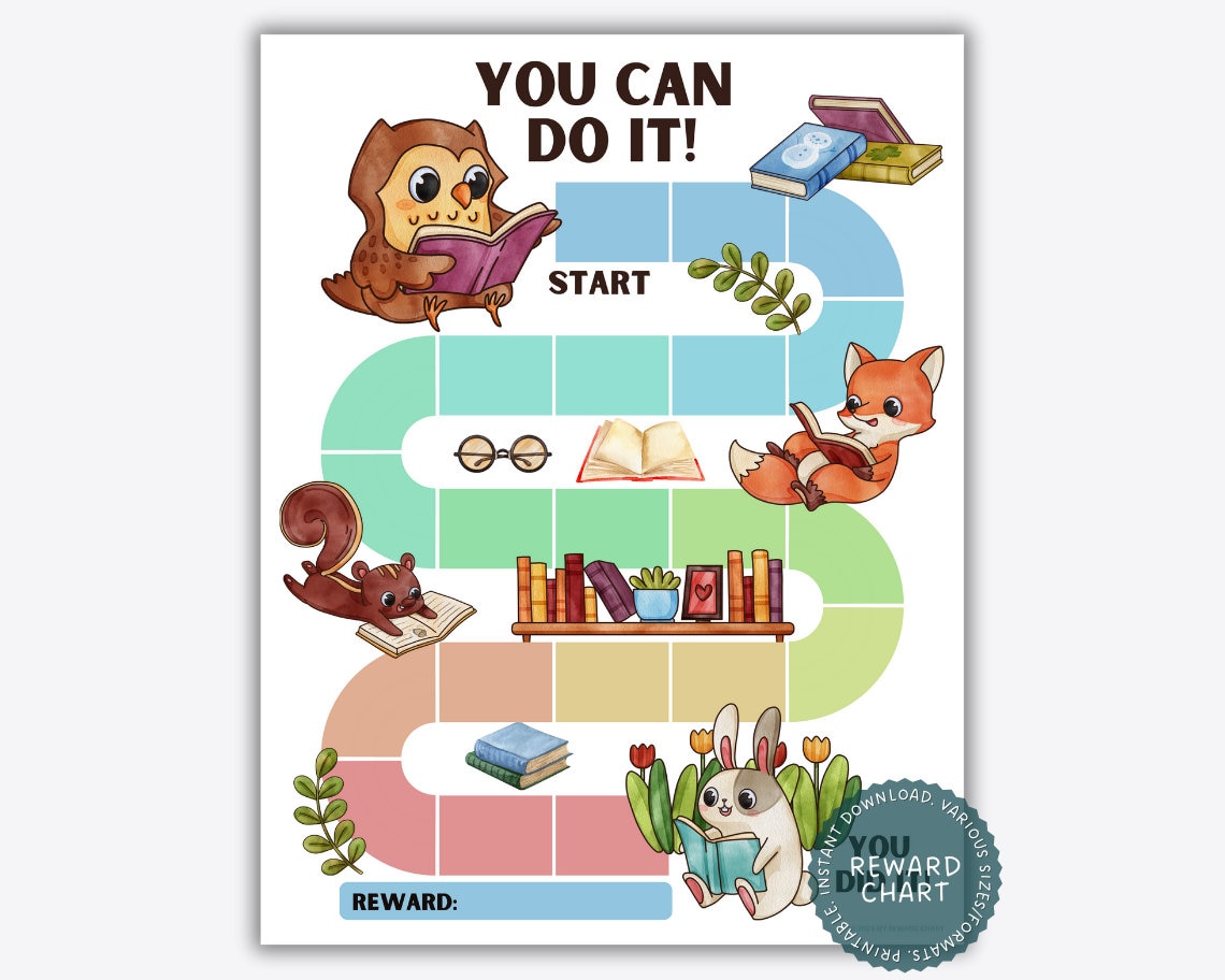 Reading Progress Chart, Book Reward Chart, Kids Book Reading Chart ...