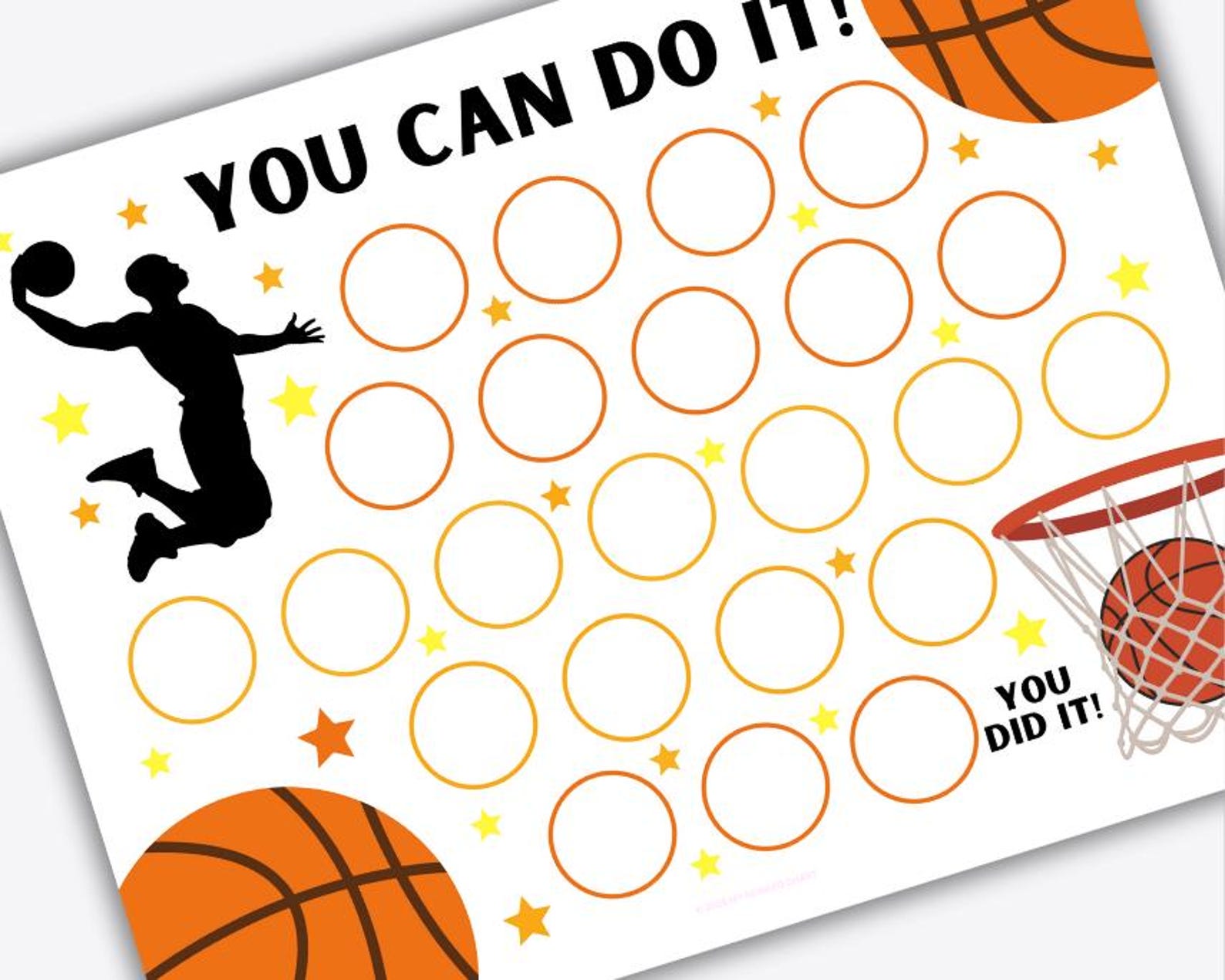 Basketball Reward Chart: Kids Behavior & Potty Training (PDF, PNG, JPG ...