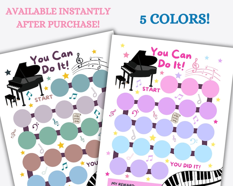 Printable Music Reward Charts, Music Practice Chart, Kids Reward Chart ...
