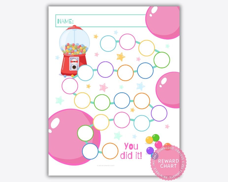Bubble Gum Reward Chart: Fun Behavior Tracker (PDF) - Etsy