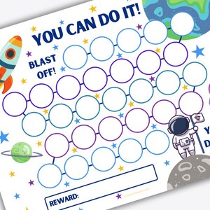 Printable Outer Space Reward Chart for Kids, Potty Training Chart for ...