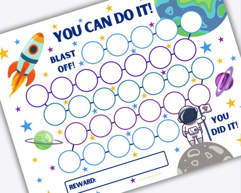 Printable Outer Space Reward Chart for Kids, Potty Training Chart for ...