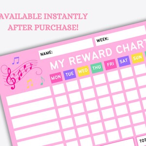 Printable Music Practice Reward Chart for Kids (PDF) - Etsy