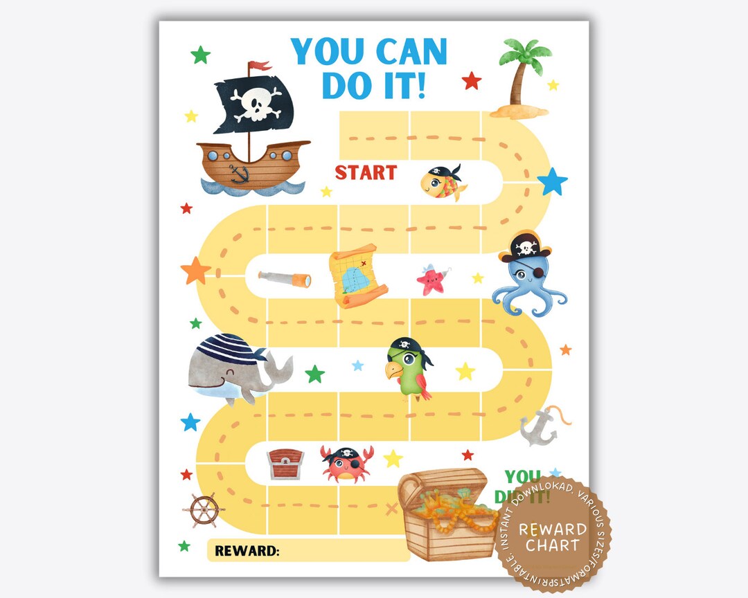 Pirate Reward Chart Boys Behavior Chart Sticker Chart Kids Reward Chart ...