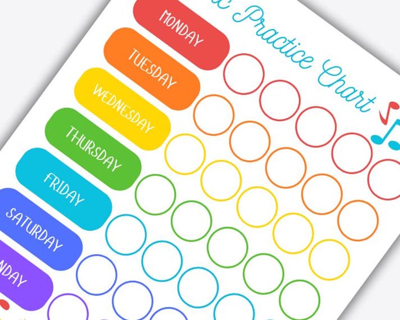Printable Music Practice Reward Chart, Sticker Chart for Kids, Piano ...