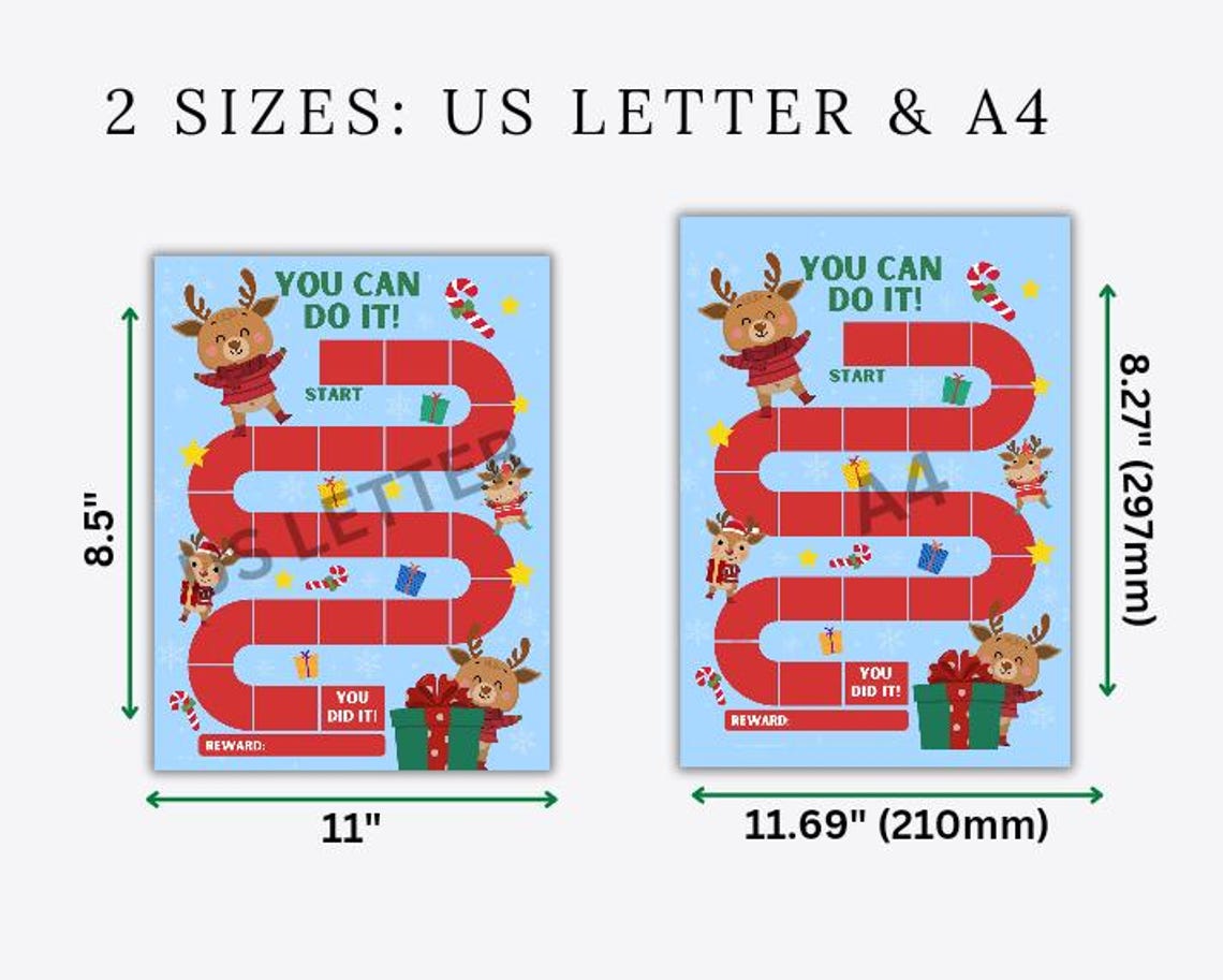 Christmas Reindeer Reward Chart for Kids (PDF & PNG) - Etsy
