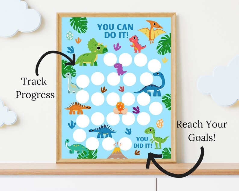 Dinosaur Reward Chart, Printable Potty Training Chart, Kids Behavior ...